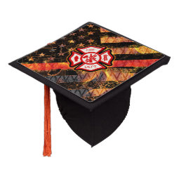 Firefighter Cross and Flames Graduation Cap Topper | Zazzle
