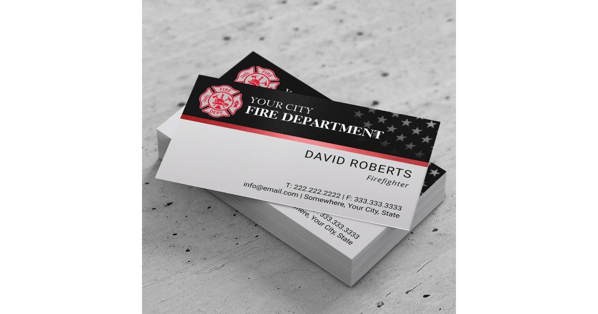 Firefighter Custom Color Fire Department Logo Business Card | Zazzle