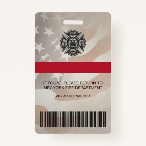 Firefighter Custom Employee Photo Barcode ID Badge | Zazzle