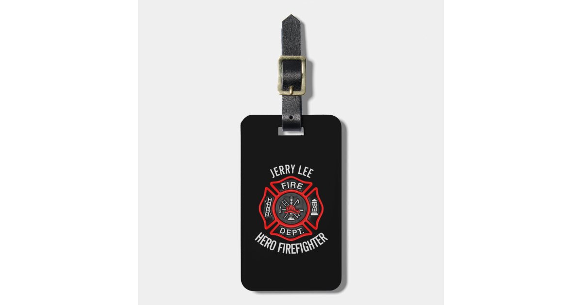 Firefighter Custom Text Name Personalized Luggage Tag | Zazzle.com