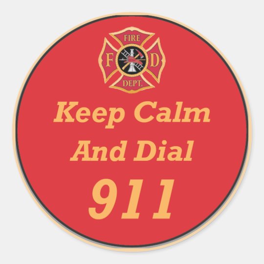 Firefighter Emergency 911 Round Sticker | Zazzle.com