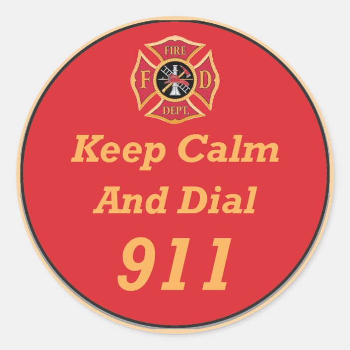 Firefighter Emergency 911 Round Sticker | Zazzle.com