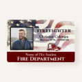Firefighter Employee Photo Name ID Card Custom Badge | Zazzle