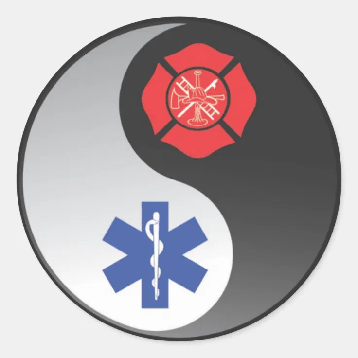 firefighter ems classic round sticker | Zazzle