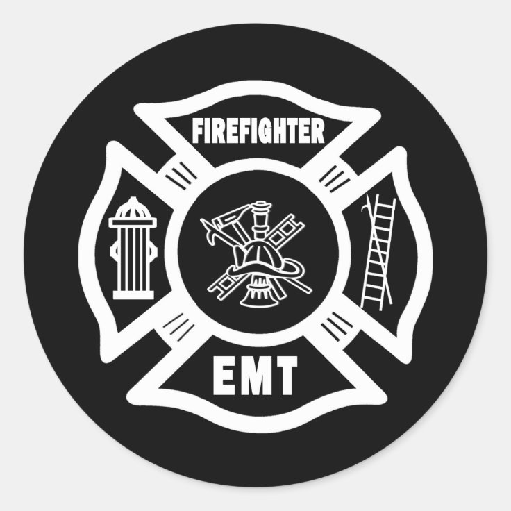 Firefighter EMT Classic Round Sticker | Zazzle