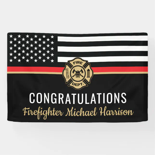 Firefighter Fire Academy Fireman Graduation Party Banner | Zazzle