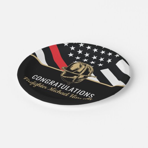 Firefighter Fire Academy Flag Graduation Party Paper Plates | Zazzle