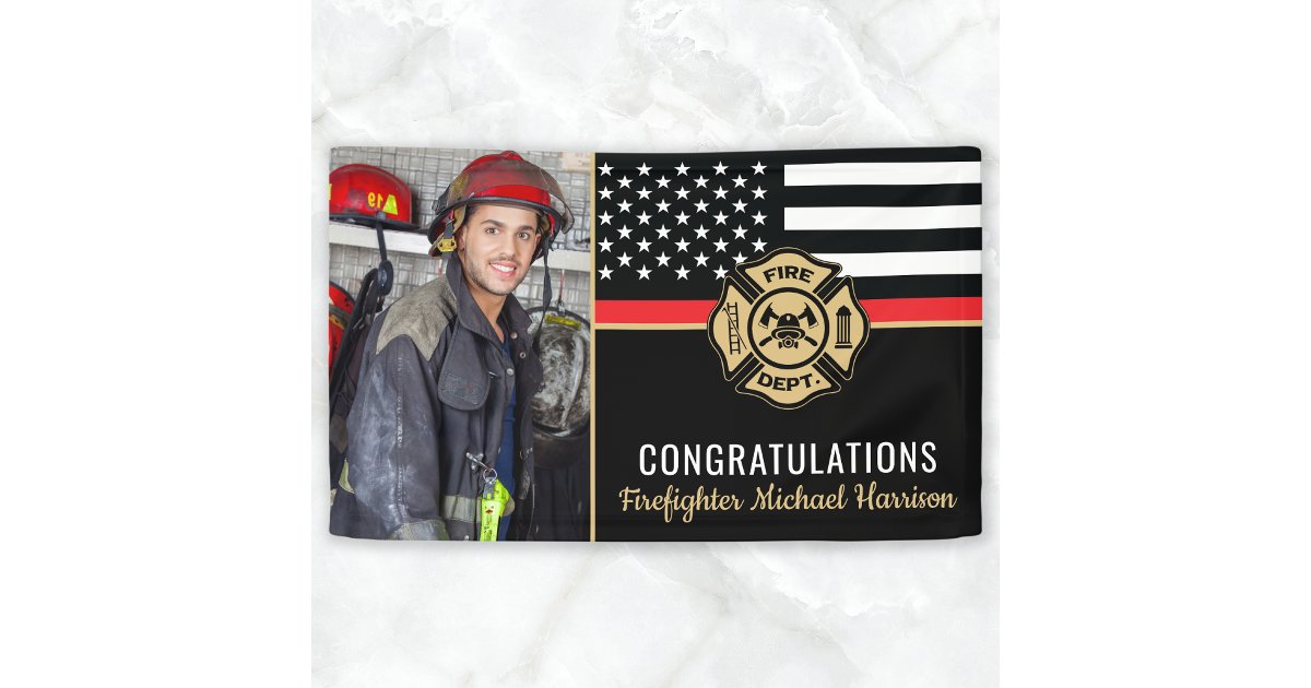 Firefighter Fire Academy Graduation Flag Photo Banner | Zazzle