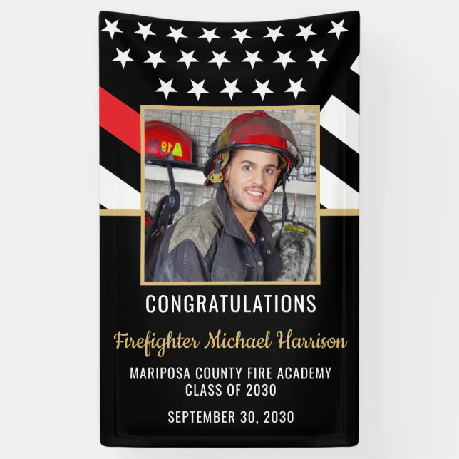 Firefighter Fire Academy Graduation Party Photo Banner | Zazzle