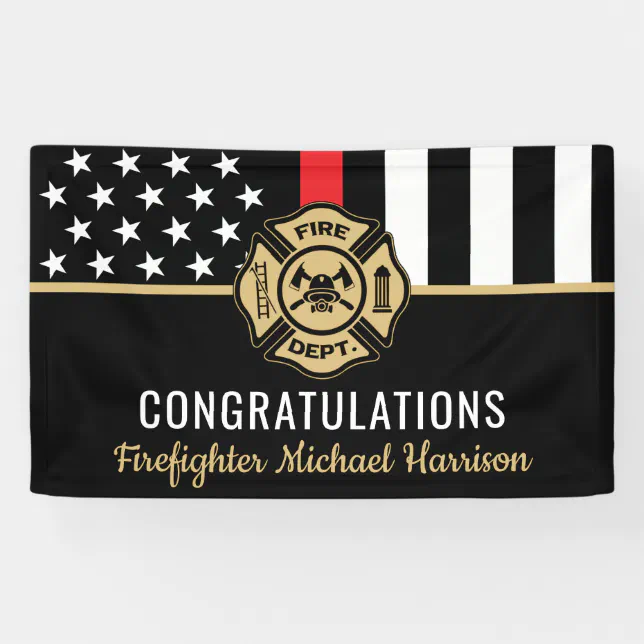 Firefighter Fire Academy Graduation Red Line Flag Banner | Zazzle