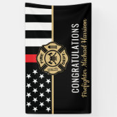 Firefighter Fire Academy Graduation Red Line Flag Banner | Zazzle