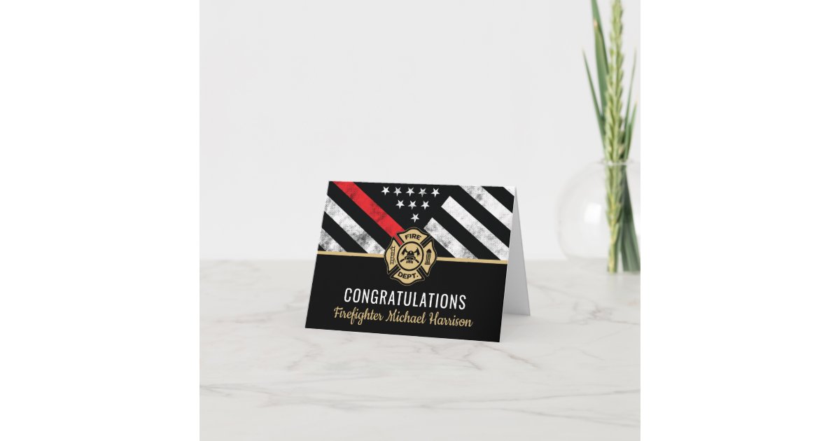 Firefighter Fire Academy Graduation Red Line Flag Card | Zazzle