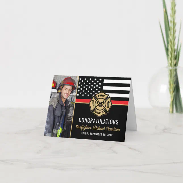 Firefighter Fire Academy Photo Fireman Graduation Card | Zazzle