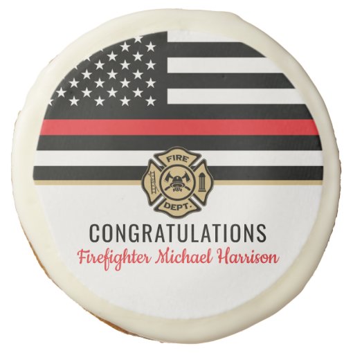 Firefighter Fire Academy Red Line Flag Graduation Sugar Cookie | Zazzle
