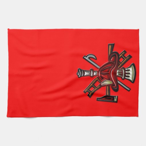 Firefighter Fire and Rescue Department Emblem Kitchen Towel | Zazzle