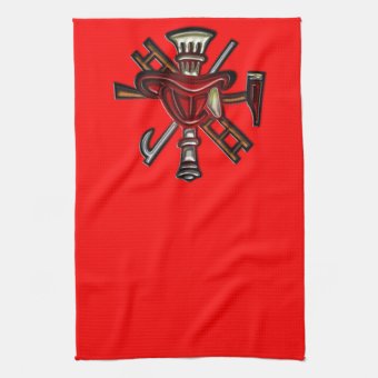 Firefighter Fire and Rescue Department Emblem Kitchen Towel | Zazzle