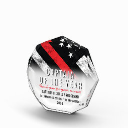 Firefighter Fire Captain Flag Employee Recognition Acrylic Award | Zazzle