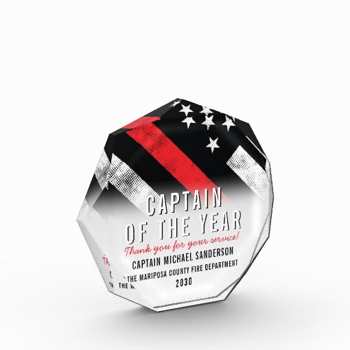 Firefighter Fire Captain Flag Employee Recognition Acrylic Award | Zazzle