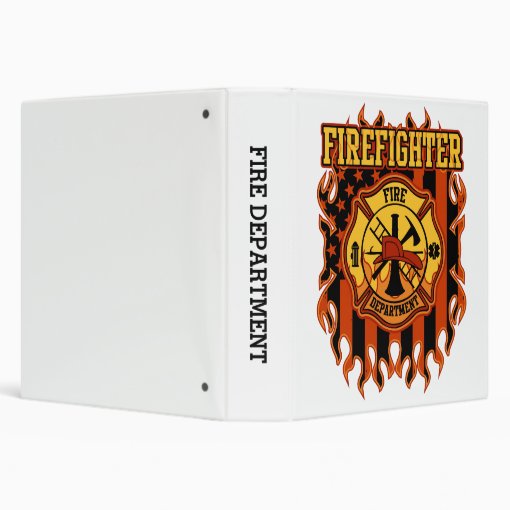 Firefighter Fire Department Badge and Flag 3 Ring Binder | Zazzle