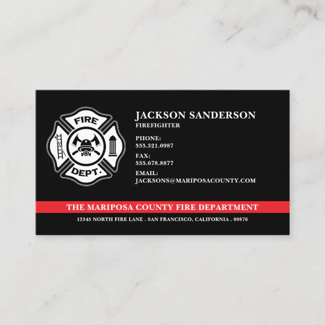 Firefighter Fire Department Custom Logo Business Card | Zazzle