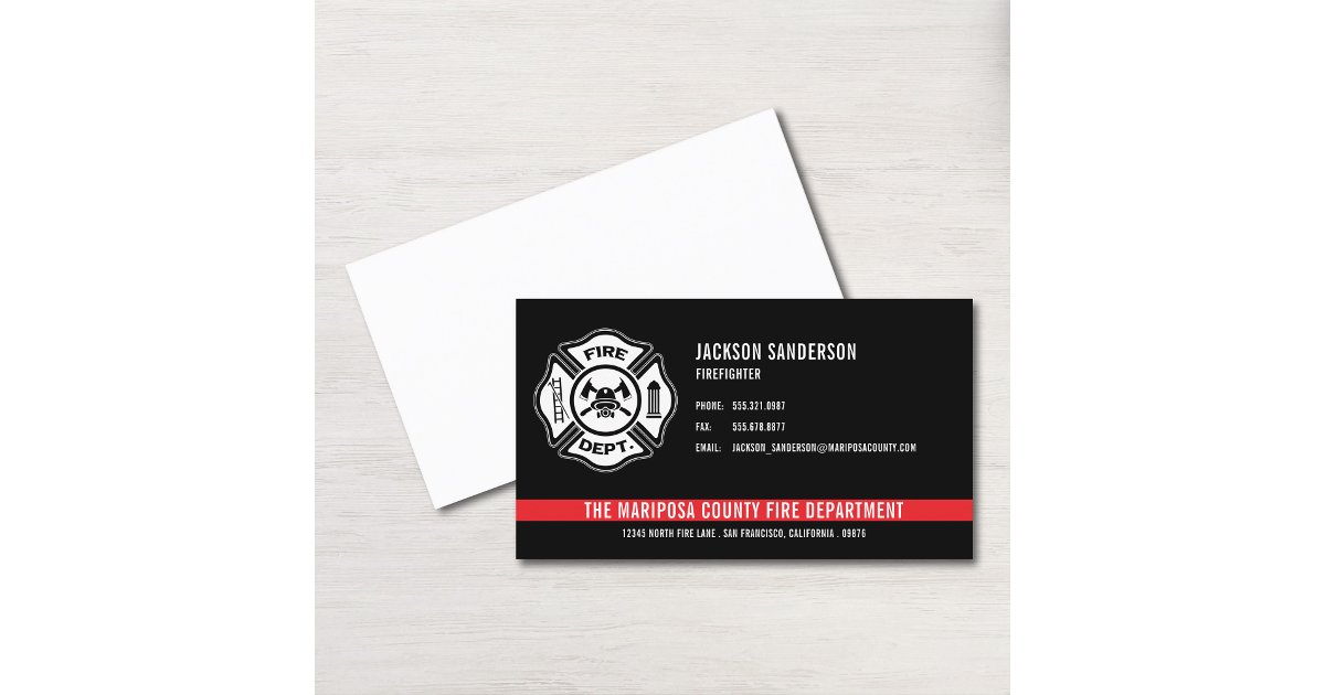 Firefighter Fire Department Custom Logo Business Card | Zazzle