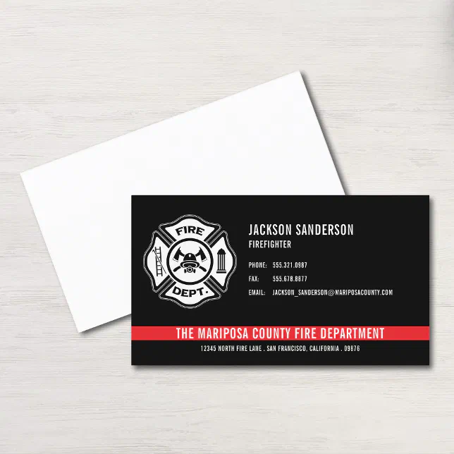 Firefighter Fire Department Custom Logo Business Card | Zazzle