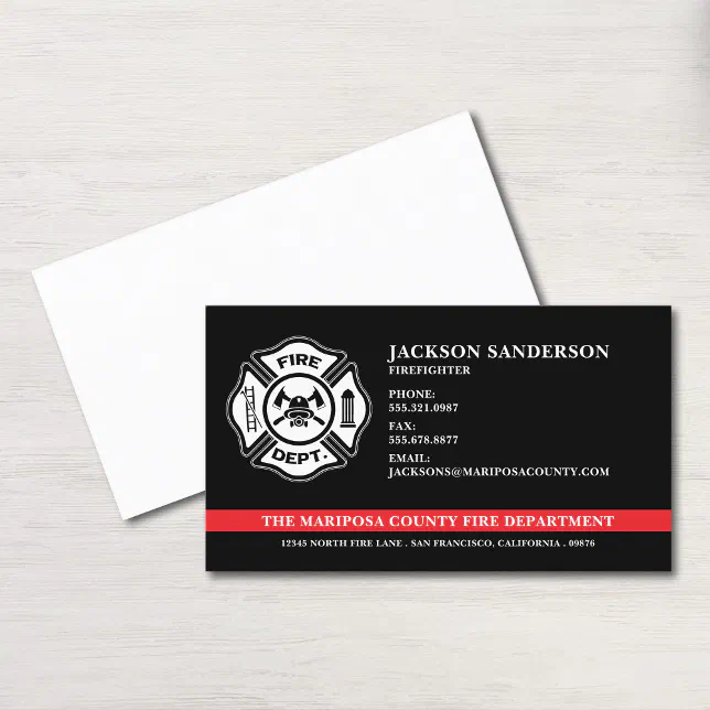 Firefighter Fire Department Custom Logo Business Card | Zazzle