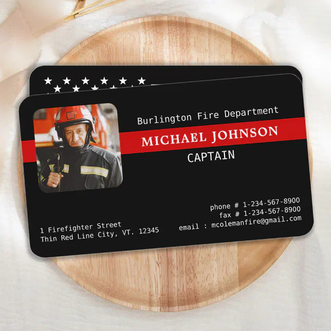 Firefighter Fire Department Custom Photo Fireman Business Card | Zazzle