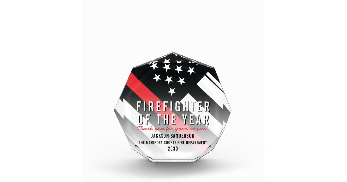 Firefighter Fire Department Employee Recognition Acrylic Award | Zazzle
