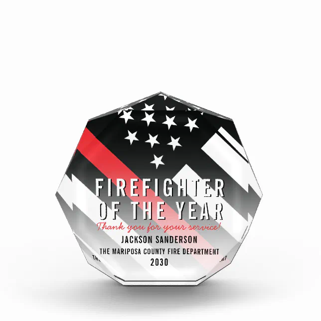 Firefighter Fire Department Employee Recognition Acrylic Award | Zazzle