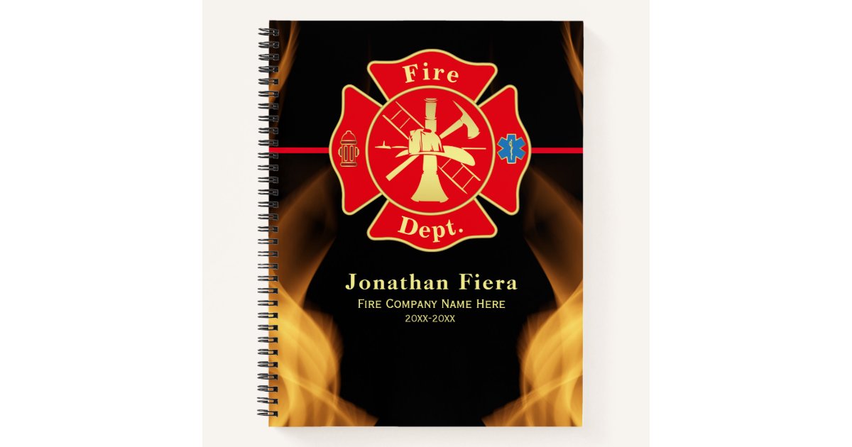Firefighter Fire Department Fire Rescue Flames Notebook | Zazzle
