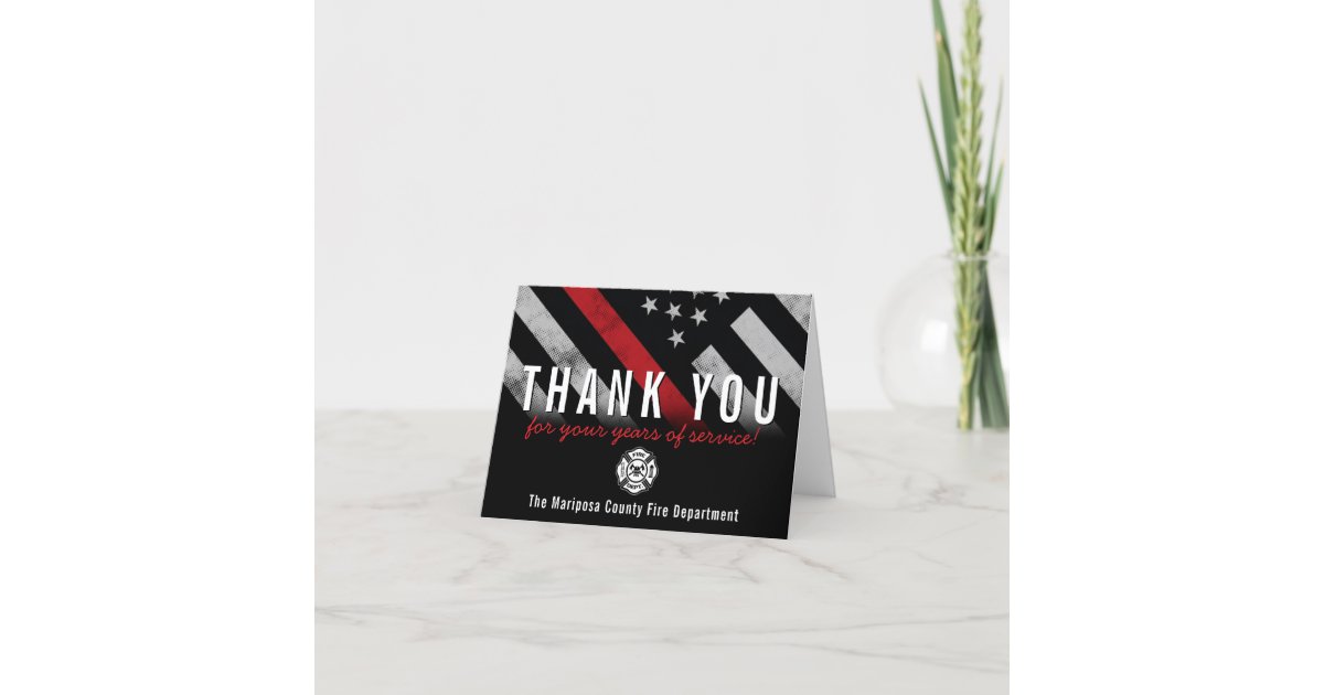 Firefighter Fire Department Flag First Responder Thank You Card | Zazzle