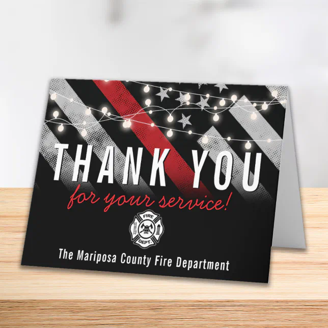 Firefighter Fire Department Flag First Responder Thank You Card | Zazzle