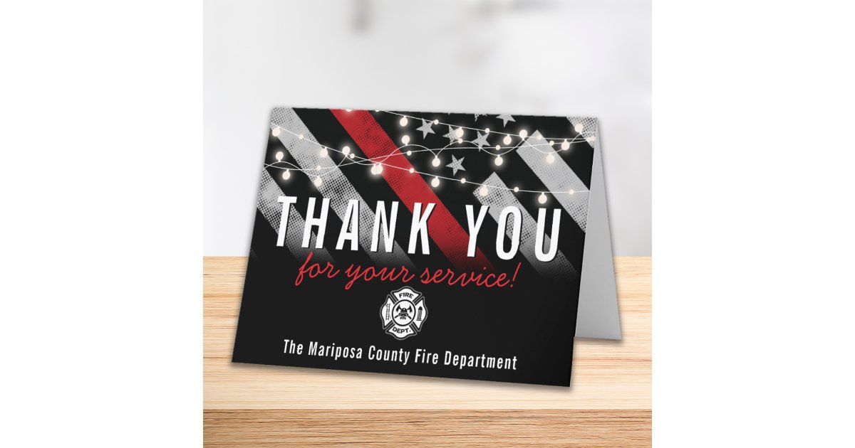 Firefighter Fire Department Flag First Responder Thank You Card | Zazzle