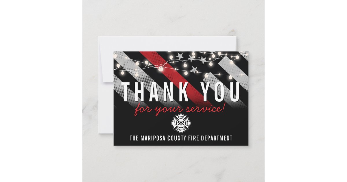 Firefighter Fire Department Flag First Responder Thank You Card | Zazzle