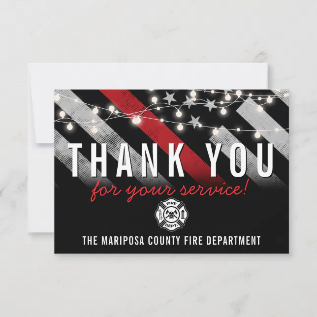 Firefighter Fire Department Flag First Responder Thank You Card | Zazzle
