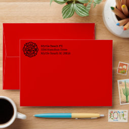 Firefighter Fire Department Flames Red Envelope | Zazzle