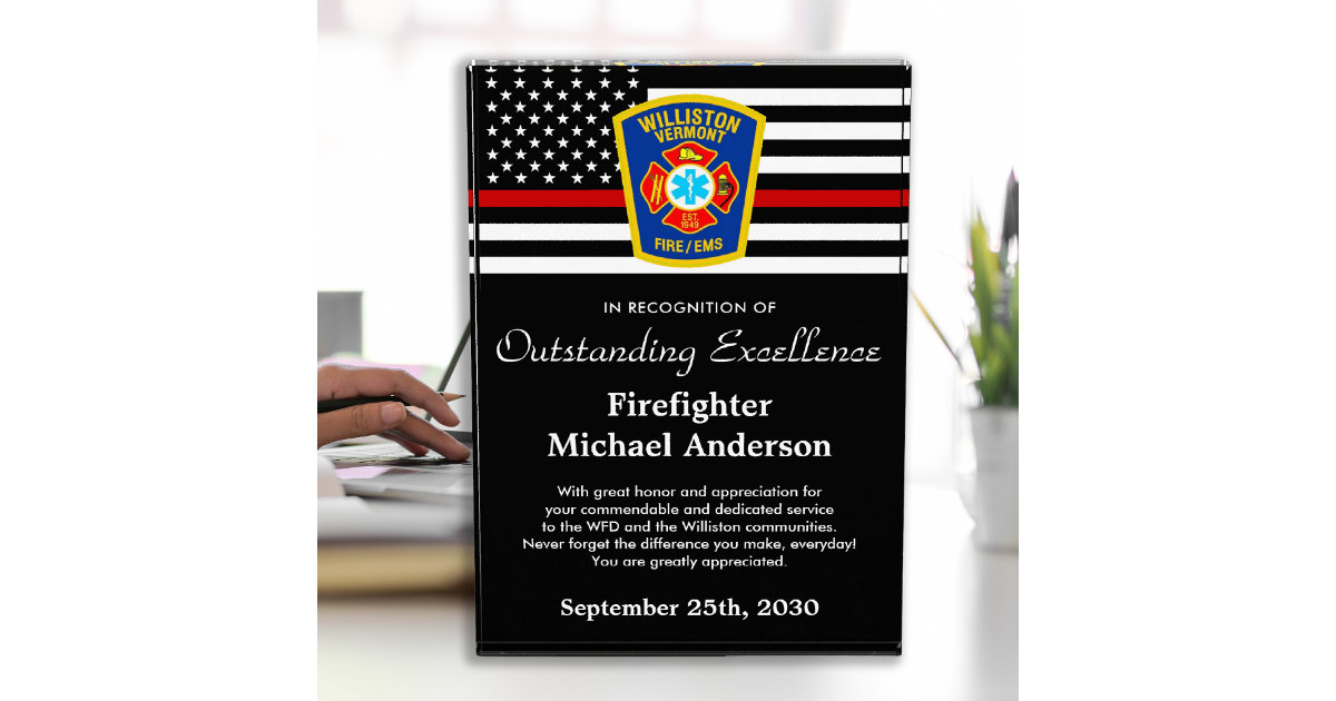 Firefighter Fire Department Logo Recognition Acrylic Award | Zazzle
