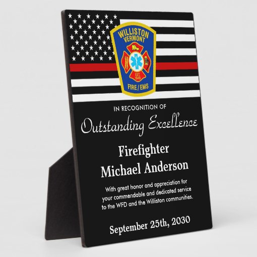 Firefighter Fire Department Logo Recognition Award Plaque | Zazzle