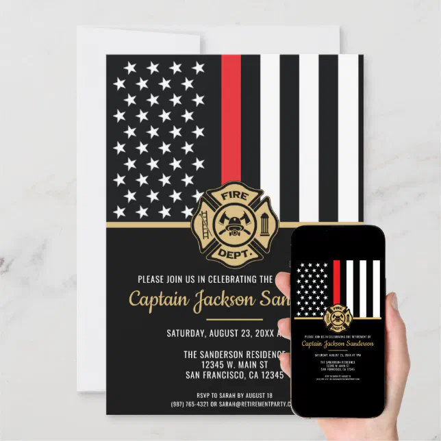 Firefighter Fire Department Retirement Fireman Invitation | Zazzle