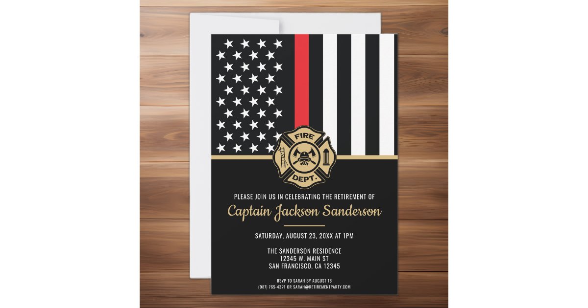 Firefighter Fire Department Retirement Fireman Invitation | Zazzle
