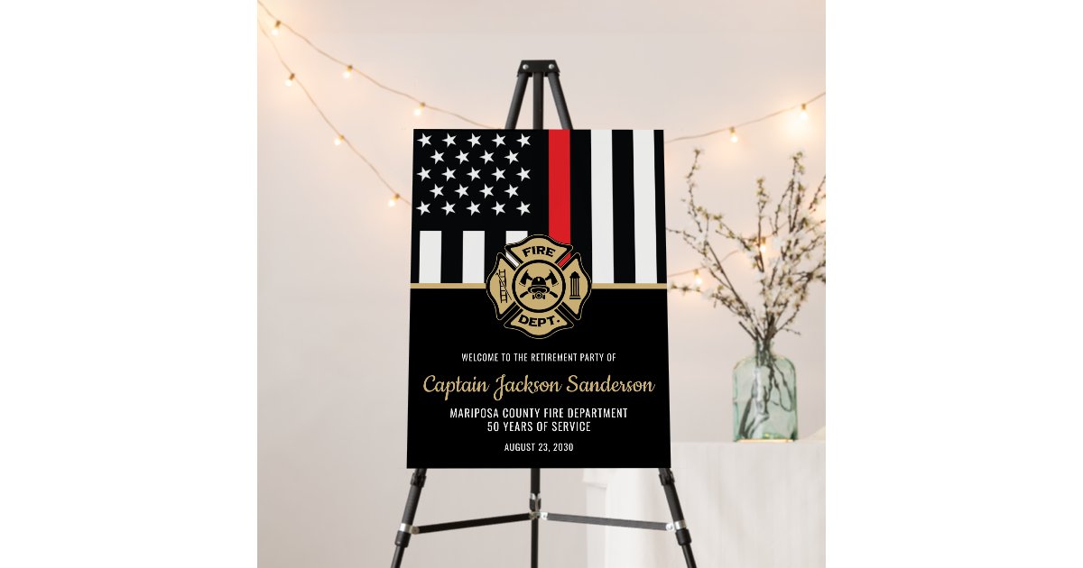 Firefighter Fire Department Retirement Party Foam Board | Zazzle