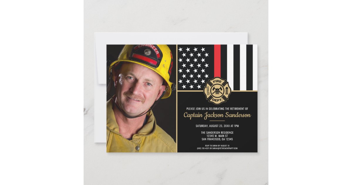 Firefighter Fire Department Retirement Photo Invitation | Zazzle