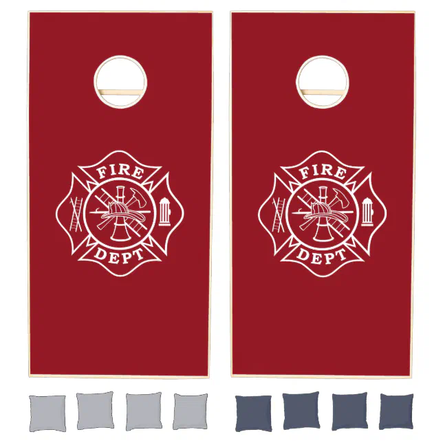 Firefighter / Fire Dept Natural Wood Cornhole Set | Zazzle