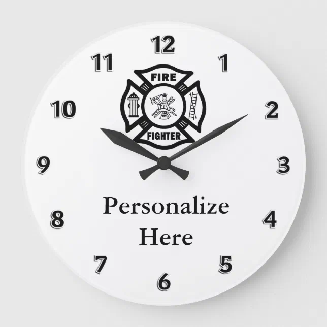 Firefighter Fire Dept Symbol Large Clock | Zazzle