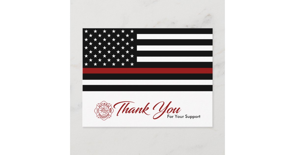 Firefighter / Fire Dept Thank You Postcard | Zazzle
