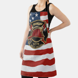 Firefighter Fire Rescue Department USA Flag Custom Apron | Zazzle