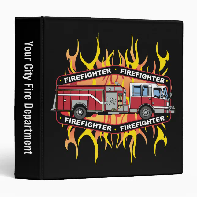 Firefighter Fire Truck 3 Ring Binder | Zazzle