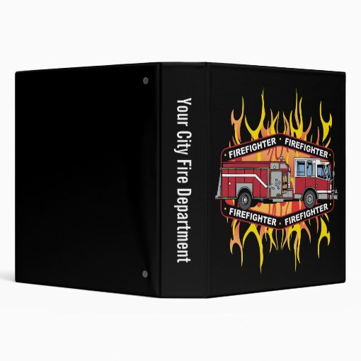 Firefighter Fire Truck 3 Ring Binder | Zazzle
