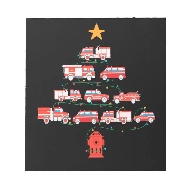 Firefighter Fire Truck Christmas Tree.Png Notepad | Zazzle